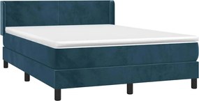 Box spring postel s matrací tmavě modrá 140x190 cm samet 3130839