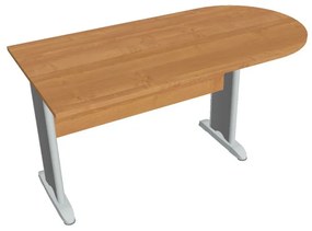 Stůl jednací oblouk 160 cm - Hobis Cross CP 1600 1 Dekor stolové desky: olše, Dekor lamino podnože: olše, Barva nohou: Stříbrná