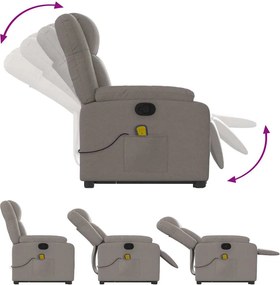 Zvedací masážní polohovací křeslo taupe textil 3205222