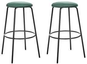 Sada 2 sametových barových židlí smaragdově zelené MORTON Beliani