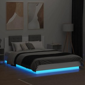 Rám postele s čelem a LED osvětlením bílý 150 x 200 cm 3210003