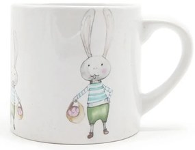 Porcelánový hrnek Zajíčci, 200 ml – s kreslenou ilustrací, český autorský design