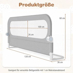 Costway Skládací kolejnice na postel s odnímatelným krytem Oxford a Strap Bed