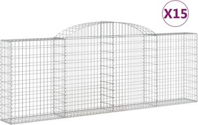 Klenuté gabionové koše 15ks 300x30x100/120cm pozinkované železo 3146533