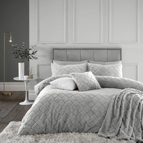 Šedé povlečení na dvoulůžko z mikroplyše 200x200 cm Cosy Diamond – Catherine Lansfield