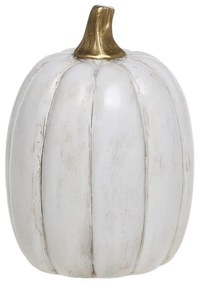 Bílá antik dekorace dýně Pumpkin gold - Ø 8*13 cm