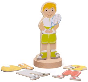 Bigjigs Toys Magnetické oblékací puzzle sportovní aktivity