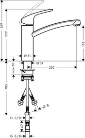Hansgrohe Focus M41, dřezová baterie, chromová, HAN-31804000