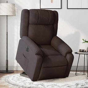 Elektrické zvedací polohovací křeslo tmavě hnědé textil 3205231