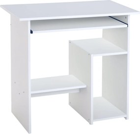 HOMCOM Úsporný stůl pro domov a kancelář, moderní počítačový stůl, držák CPU, dřevěná klávesnicová police, 80x45x75cm, bílý | Aosom