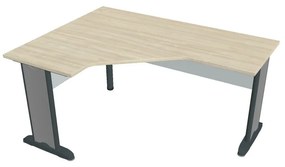 Stůl ergo lomený pravý 160×120/60 cm - Hobis Cross CEV 60 P Dekor stolové desky: akát, Dekor lamino podnože: šedá, Barva nohou: černá