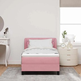 Postel s boxspringem s čelo Růžová 100 x 200 cm samet 3340327