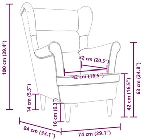 Křeslo ušák, relaxační, nohy světlé, látka černá, NoBi BELEK