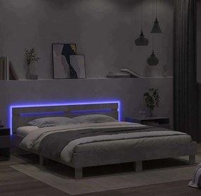 vidaXL Rám postele s čelem a LED osvětlením 180 x 200 cm [3207528] Barva: šedá sonoma