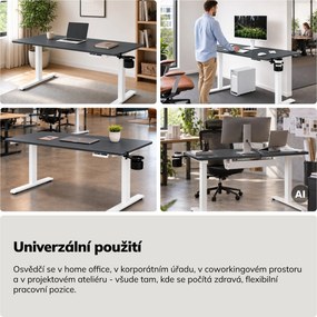 Elektrický stůl s nastavitelnou výškou ergonomický bílo-antracitový,1400x700 mm: ARIA