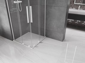 Mexen Velar L Duo, sprchový kout s posuvnými dveřmi 90 x 90 cm, 8mm čiré sklo, bílá matná, 871-090-090-02-03-20