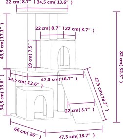 Škrabadlo pro kočky se sisalovými sloupky krémové 82 cm 171663
