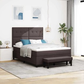 Postel s boxspringem s čelo Tmavě hnědá 140 x 190 cm textil 3344068