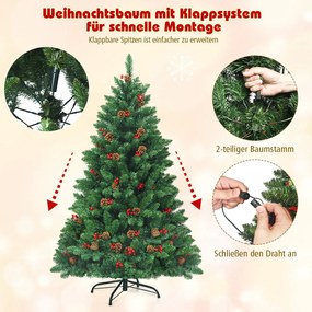 Costway 135 cm Umělý vánoční stromek s 5 vánoční stromeček měnící barvu