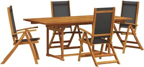 5dílný zahradní jídelní set masivní akáciové dřevo a textilen 3279260