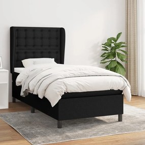 Box spring postel s matrací černá 100 x 200 cm textil,  3128263