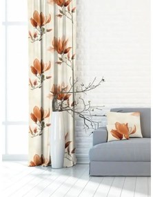 DekorTextil Dekorační látka nebo závěs OXY Magnolie - béžovo-oranžová ROZMĚR: 1 m / šíře 150 cm