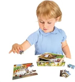 Bino Dřevěné puzzle v krabičce zvířátka / 50 dílků / od 0 let
