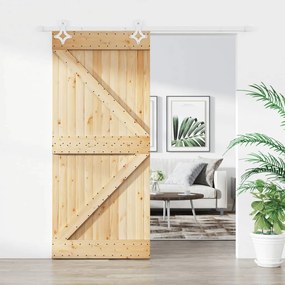 Posuvné dveře s kováním 90 x 210 cm masivní borové dřevo,  3203160