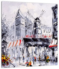 Obraz - Ulice v Paříži, olejomalba (30x30 cm)