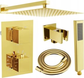 Mexen Cube DR02 podomítková sprchová sada s dešťovou hlavicí 25 cm, zlatá - 77502DR0225-50