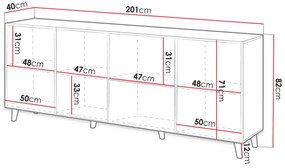 Designová komoda s dvířky HAER 2 - dub wotan / černá