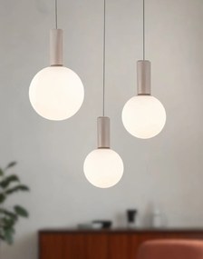 Trojitá závěsná lampa Testa, bílé koule