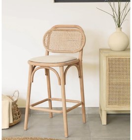 Barová židle z dubového dřeva v přírodní barvě (výška sedáku 65 cm) Doriane – Kave Home
