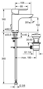 Hansa Umyvadlová stojánková páková baterie HANSALIGNA s výpusti 6092203