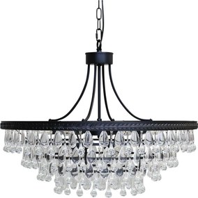 Černý antik lustr s kapkovitými krystaly Versailles - 90*59cm/ E14/ 40W