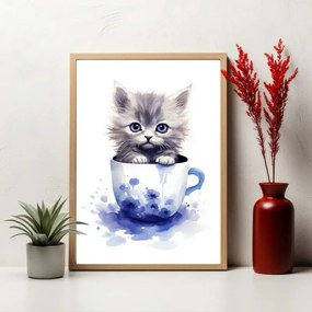Plakát - Kočička v květinovém domově