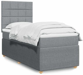 Box spring postel s matrací světle šedá 90x190 cm textil 3291911