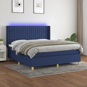 Box spring postel s matrací a LED modrá 160x200 cm textil 3139051