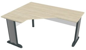 Stůl ergo lomený pravý 160×120/60 cm - Hobis Cross CEV 60 P Dekor stolové desky: akát, Dekor lamino podnože: bílá, Barva nohou: černá