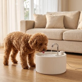 PawHut Vodní fontána pro kočky 2,2L keramická fontána s 4stupňovým filtračním systémem, 2 režimy, 1 filtr a pěnovka, ultratichá pumpa, BPA-free
