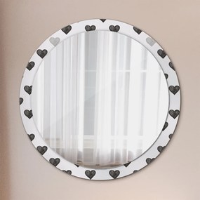 Kulaté zrcadlo s dekorem Abstraktní srdce fi 100 cm