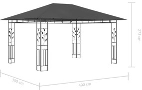 vidaXL Marketos Altán s moskytiérou a světelné LED řetězy 4x3x2,73m antracitový