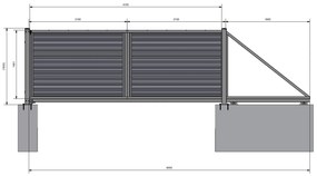 Trestles Pojezdová brána s lamelami Z, délka 4200 mm, výška 1461 mm