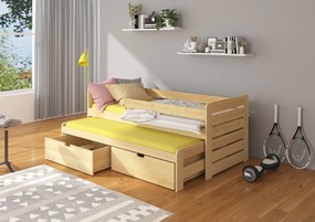 ADRK Furniture Postel dvojitá s bariérou TOMI 200x90 CH-Tom-PINEN-206-E1442