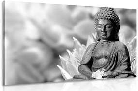 Obraz klidný Budha v černobílém provedení - 60x40 cm