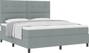 Postel s boxspringem s čelo Světle šedá 180 x 200 cm textil 3339406