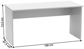 Tempo Kondela Psací stůl Johan 2 New 1, bílý, 150 cm