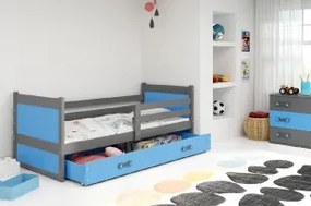 b2b1 BMS-group Dětská postel RICO 1 90x200 cm, grafitová/modrá Pěnová matrace