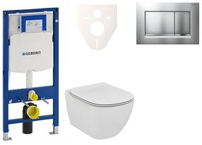 Cenově zvýhodněný závěsný WC set Geberit do lehkých stěn / předstěnová montáž+ WC Ideal Standard Tesi 111.300.00.5NE7