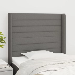 Čelo postele typu ušák tmavě šedé 83x16x118/128 cm textil 3119695